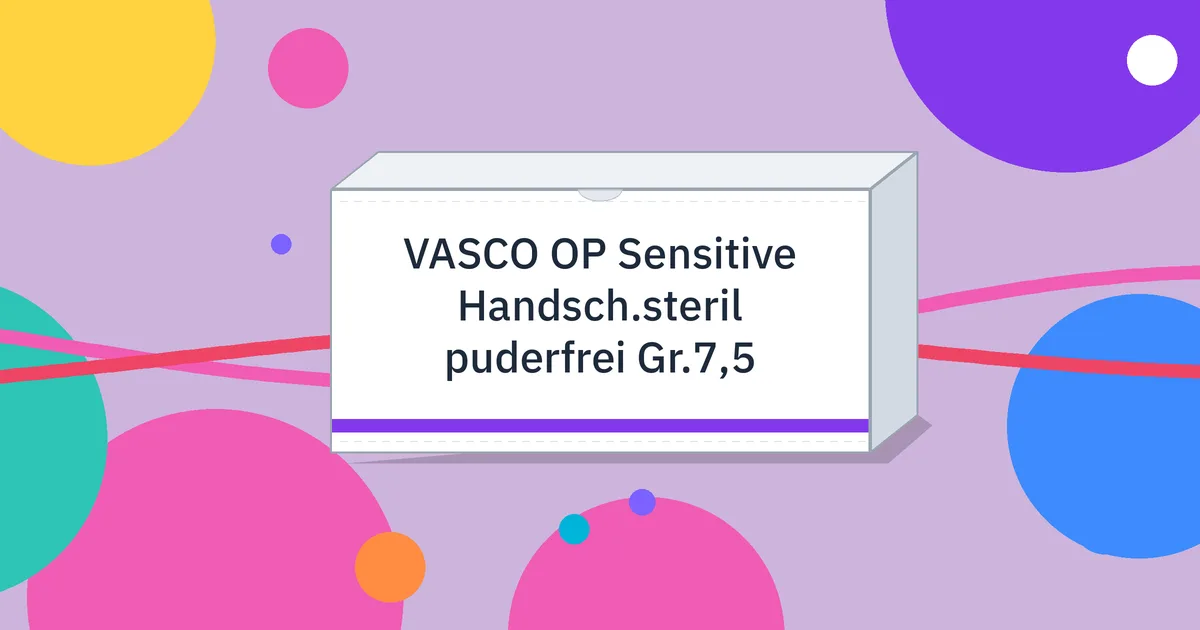 Symbolbild: Packung mit der Aufschrift VASCO OP Sensitive Handsch.steril puderfrei Gr.7,5 (PZN 04423855) – Verfügbarkeit und Bezug in Apotheken in Frankfurt am Main