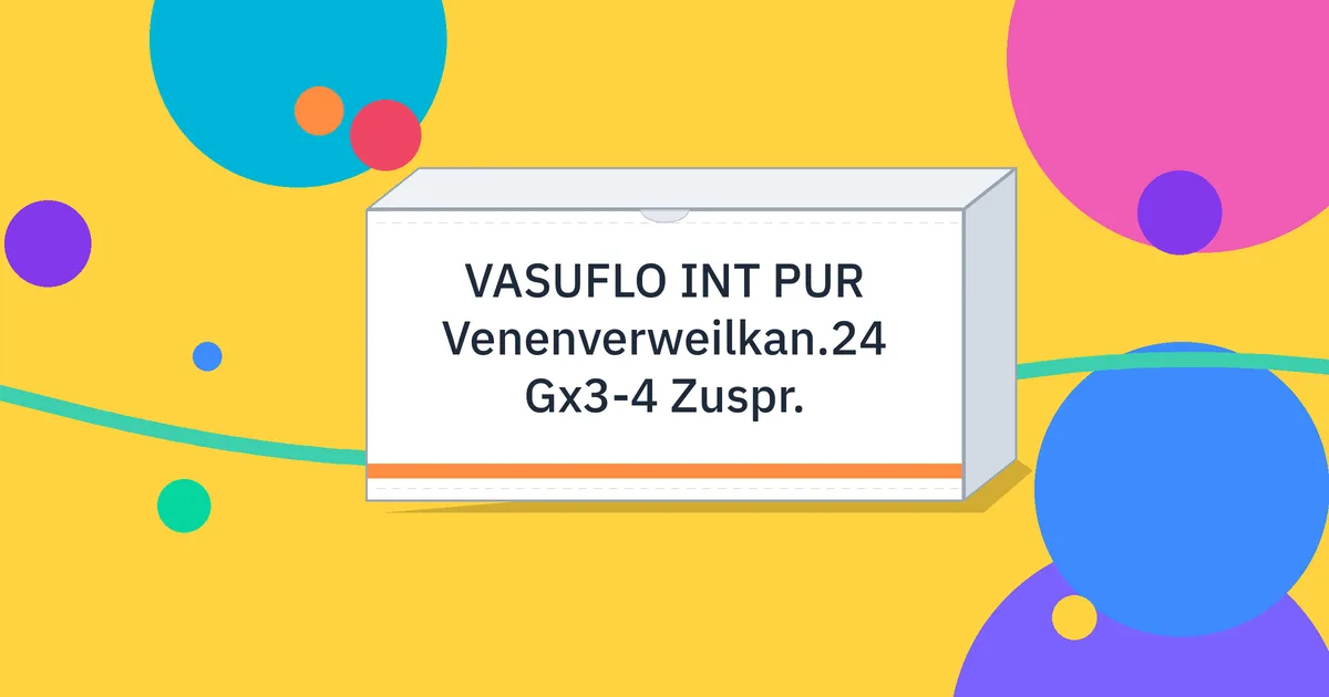 Symbolbild: Packung mit der Aufschrift VASUFLO INT PUR Venenverweilkan.24 Gx3-4 Zuspr. (PZN 18387241) – Verfügbarkeit und Bezug in Apotheken in Frankfurt am Main
