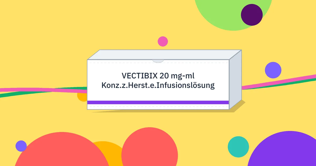 Symbolbild: Packung mit der Aufschrift VECTIBIX 20 mg-ml Konz.z.Herst.e.Infusionslösung (PZN 20301063) – Verfügbarkeit und Bezug in Apotheken in Frankfurt am Main