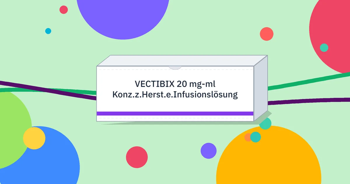 Symbolbild: Packung mit der Aufschrift VECTIBIX 20 mg-ml Konz.z.Herst.e.Infusionslösung (PZN 06078606) – Verfügbarkeit und Bezug in Apotheken in Frankfurt am Main