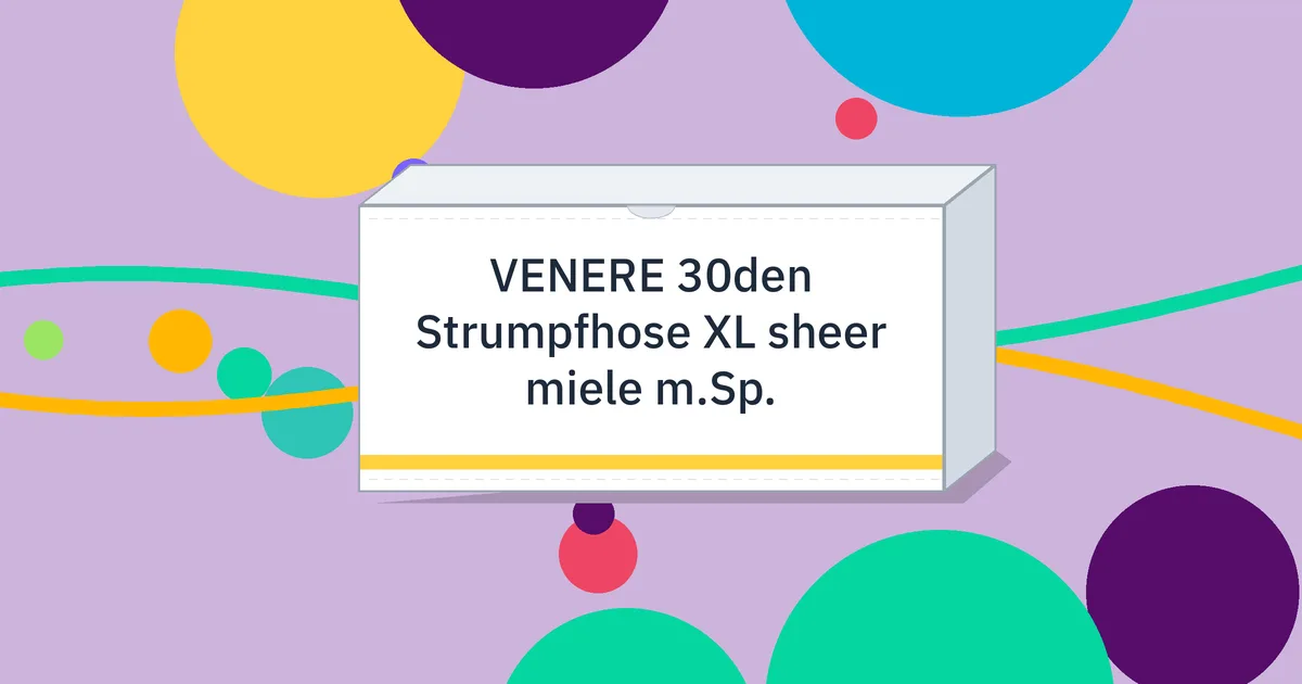 Symbolbild: Packung mit der Aufschrift VENERE 30den Strumpfhose XL sheer miele m.Sp. (PZN 16172565) – Verfügbarkeit und Bezug in Apotheken in Frankfurt am Main