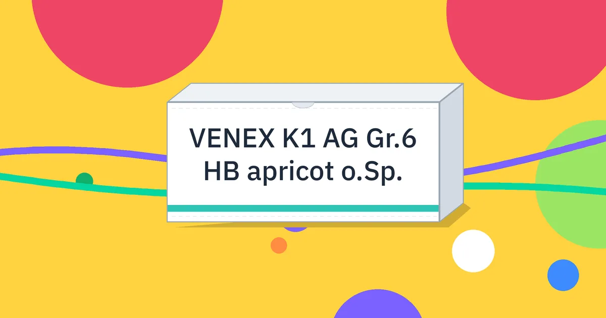 Symbolbild: Packung mit der Aufschrift VENEX K1 AG Gr.6 HB apricot o.Sp. (PZN 03193264) – Verfügbarkeit und Bezug in Apotheken in Frankfurt am Main