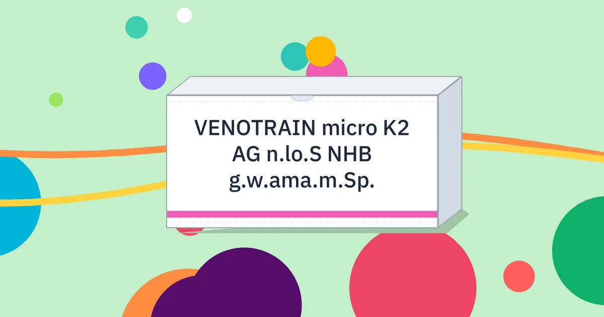 Symbolbild: Packung mit der Aufschrift VENOTRAIN micro K2 AG n.lo.S NHB g.w.ama.m.Sp. (PZN 09024491) – Verfügbarkeit und Bezug in Apotheken in Frankfurt am Main