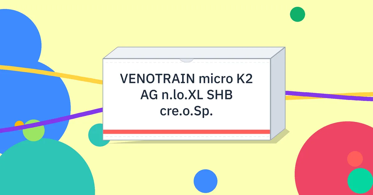 Symbolbild: Packung mit der Aufschrift VENOTRAIN micro K2 AG n.lo.XL SHB cre.o.Sp. (PZN 05714922) – Verfügbarkeit und Bezug in Apotheken in Frankfurt am Main