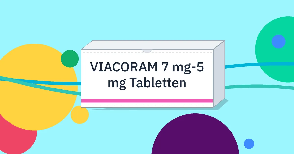 Symbolbild: Packung mit der Aufschrift VIACORAM 7 mg-5 mg Tabletten (PZN 16260789) – Verfügbarkeit und Bezug in Apotheken in Frankfurt am Main