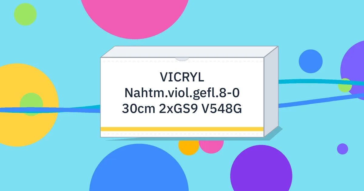 Symbolbild: Packung mit der Aufschrift VICRYL Nahtm.viol.gefl.8-0 30cm 2xGS9 V548G (PZN 20895878) – Verfügbarkeit und Bezug in Apotheken in Frankfurt am Main