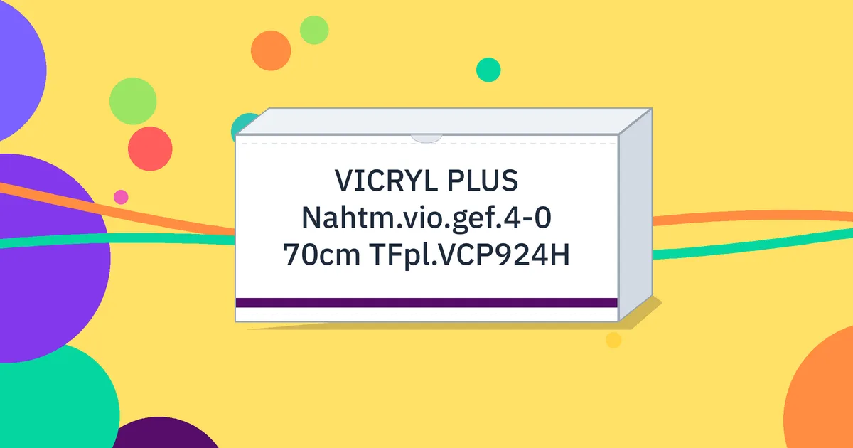 Symbolbild: Packung mit der Aufschrift VICRYL PLUS Nahtm.vio.gef.4-0 70cm TFpl.VCP924H (PZN 19202829) – Verfügbarkeit und Bezug in Apotheken in Frankfurt am Main
