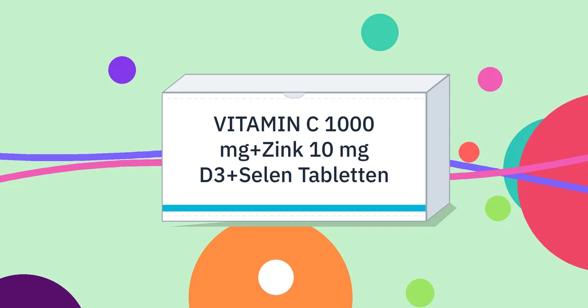 Symbolbild: Packung mit der Aufschrift VITAMIN C 1000 mg+Zink 10 mg D3+Selen Tabletten (PZN 19690125) – Verfügbarkeit und Bezug in Apotheken in Frankfurt am Main