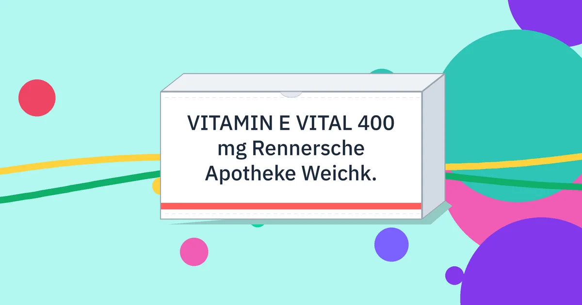 Symbolbild: Packung mit der Aufschrift VITAMIN E VITAL 400 mg Rennersche Apotheke Weichk. (PZN 12519434) – Verfügbarkeit und Bezug in Apotheken in Frankfurt am Main