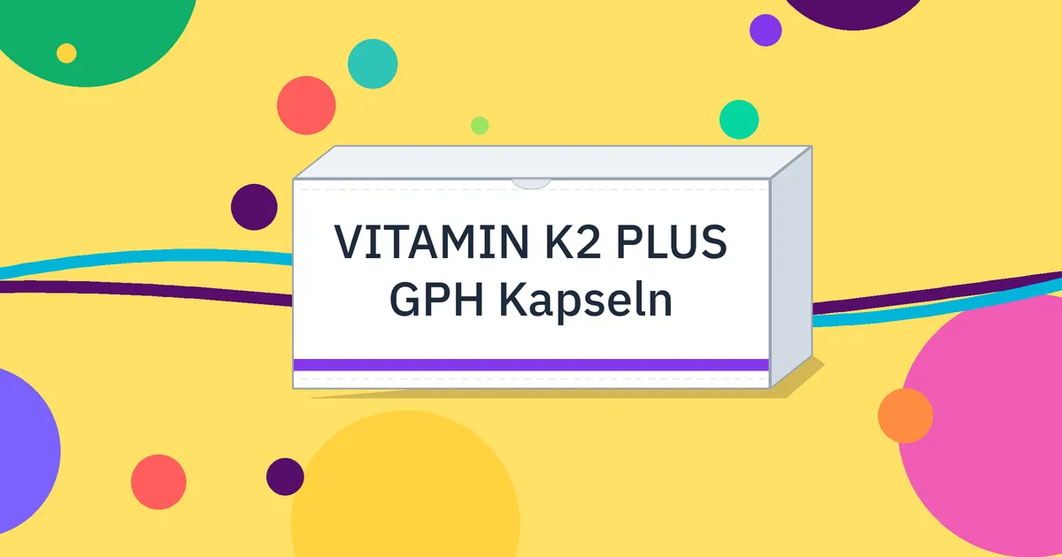Symbolbild: Packung mit der Aufschrift VITAMIN K2 PLUS GPH Kapseln (PZN 11190067) – Verfügbarkeit und Bezug in Apotheken in Frankfurt am Main