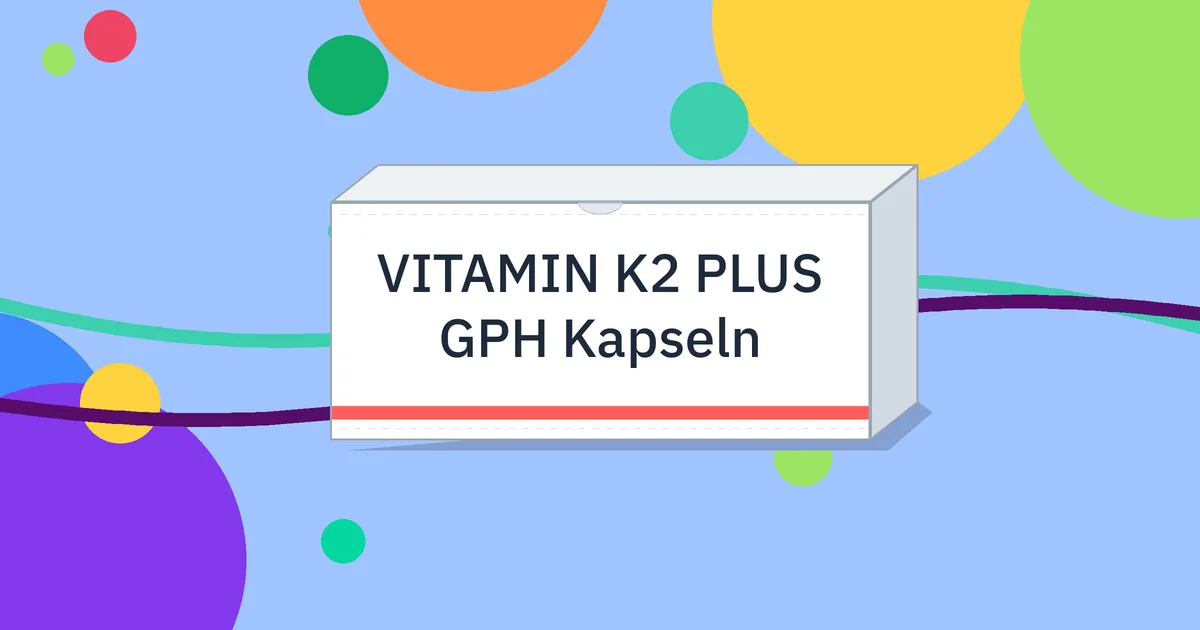 Symbolbild: Packung mit der Aufschrift VITAMIN K2 PLUS GPH Kapseln (PZN 11190156) – Verfügbarkeit und Bezug in Apotheken in Frankfurt am Main