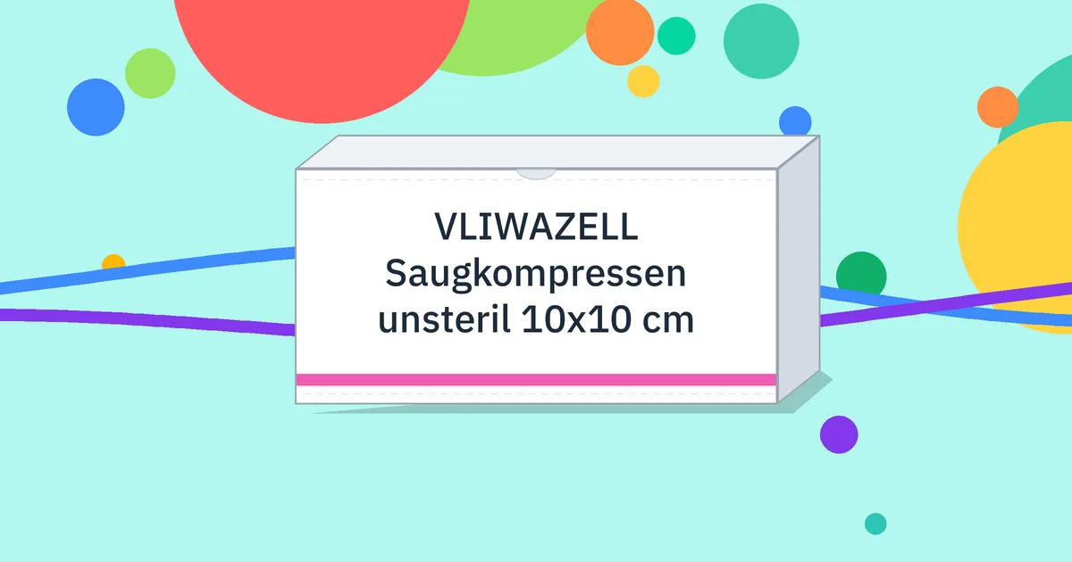 Symbolbild: Packung mit der Aufschrift VLIWAZELL Saugkompressen unsteril 10x10 cm (PZN 20846408) – Verfügbarkeit und Bezug in Apotheken in Frankfurt am Main