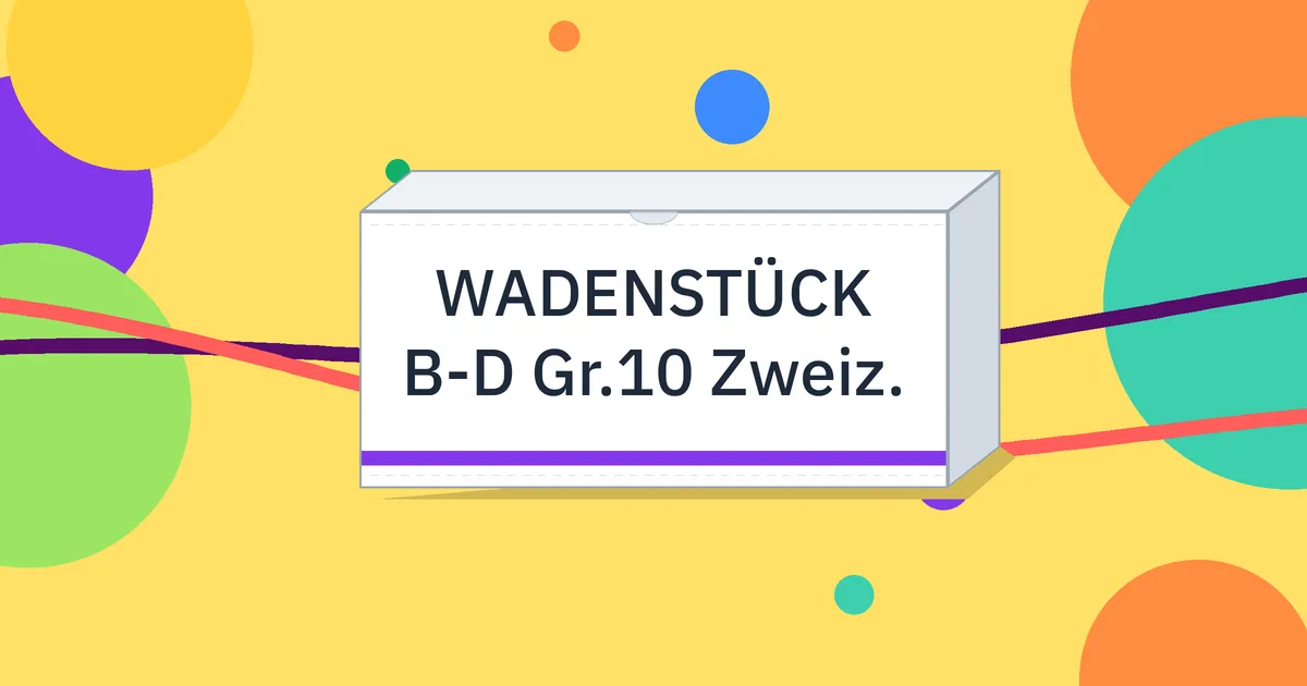 Symbolbild: Packung mit der Aufschrift WADENSTÜCK B-D Gr.10 Zweiz. (PZN 02010089) – Verfügbarkeit und Bezug in Apotheken in Frankfurt am Main