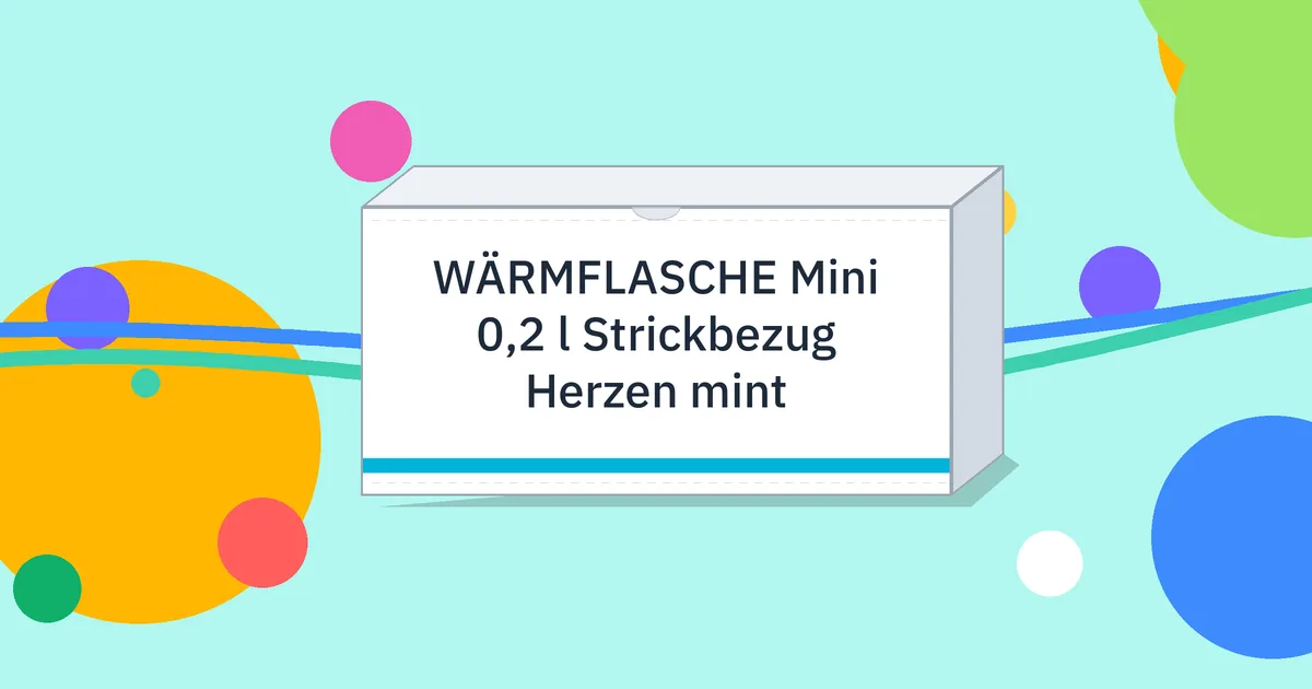 Symbolbild: Packung mit der Aufschrift WÄRMFLASCHE Mini 0,2 l Strickbezug Herzen mint (PZN 16791133) – Verfügbarkeit und Bezug in Apotheken in Frankfurt am Main