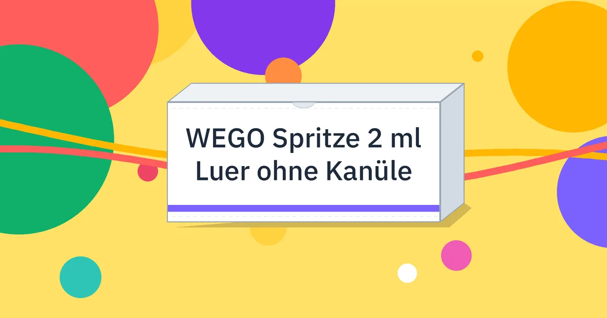 Symbolbild: Packung mit der Aufschrift WEGO Spritze 2 ml Luer ohne Kanüle (PZN 18858930) – Verfügbarkeit und Bezug in Apotheken in Frankfurt am Main