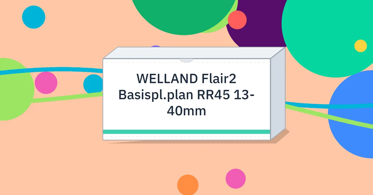 Symbolbild: Packung mit der Aufschrift WELLAND Flair2 Basispl.plan RR45 13-40mm (PZN 04740567) – Verfügbarkeit und Bezug in Apotheken in Frankfurt am Main