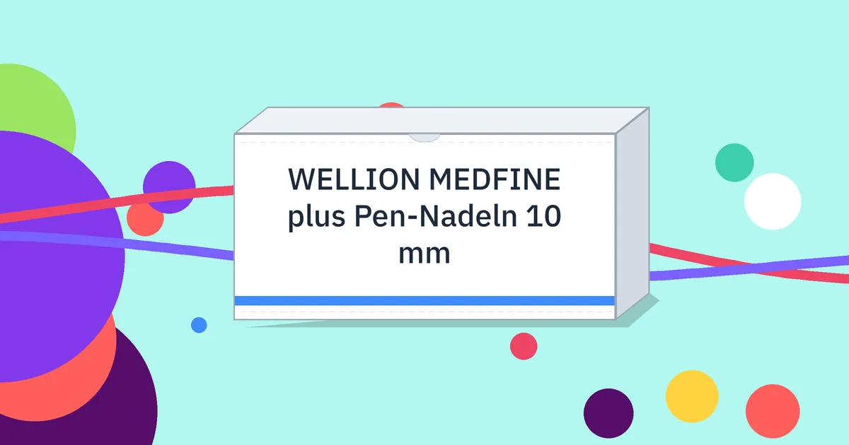 Symbolbild: Packung mit der Aufschrift WELLION MEDFINE plus Pen-Nadeln 10 mm (PZN 07105682) – Verfügbarkeit und Bezug in Apotheken in Frankfurt am Main