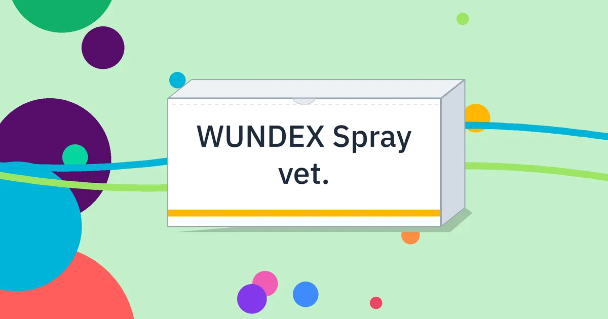Symbolbild: Packung mit der Aufschrift WUNDEX Spray vet. (PZN 09331170) – Verfügbarkeit und Bezug in Apotheken in Frankfurt am Main