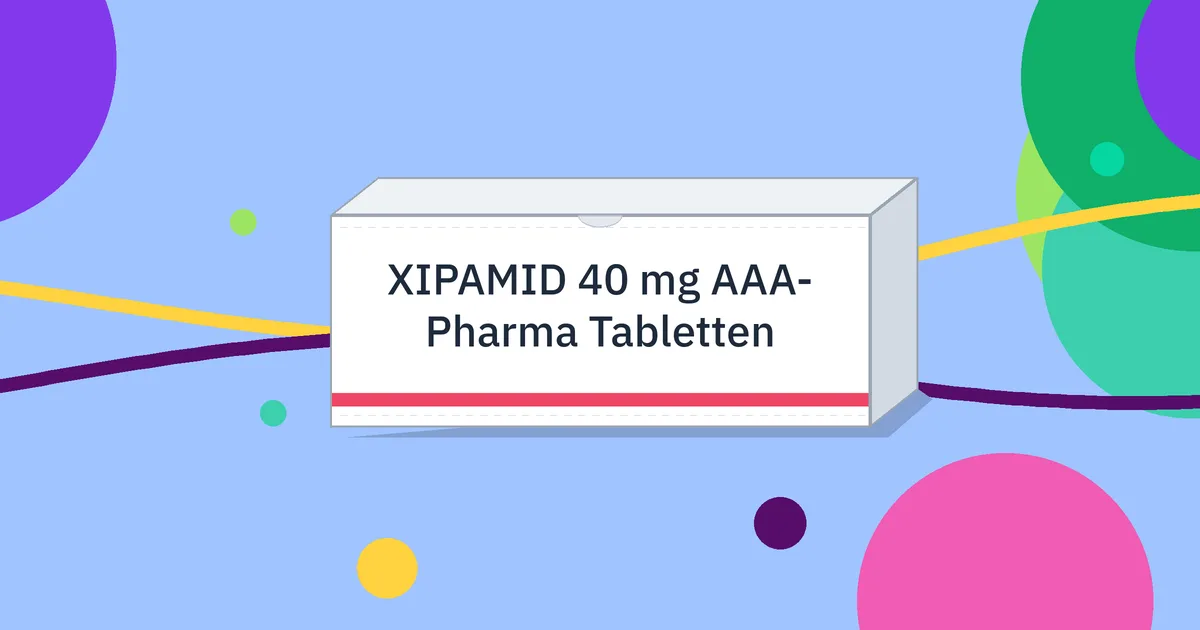 Symbolbild: Packung mit der Aufschrift XIPAMID 40 mg AAA-Pharma Tabletten (PZN 01339367) – Verfügbarkeit und Bezug in Apotheken in Frankfurt am Main