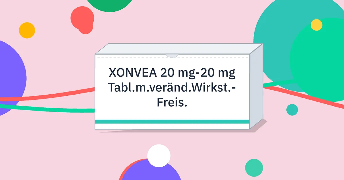 Symbolbild: Packung mit der Aufschrift XONVEA 20 mg-20 mg Tabl.m.veränd.Wirkst.-Freis. (PZN 19904075) – Verfügbarkeit und Bezug in Apotheken in Frankfurt am Main
