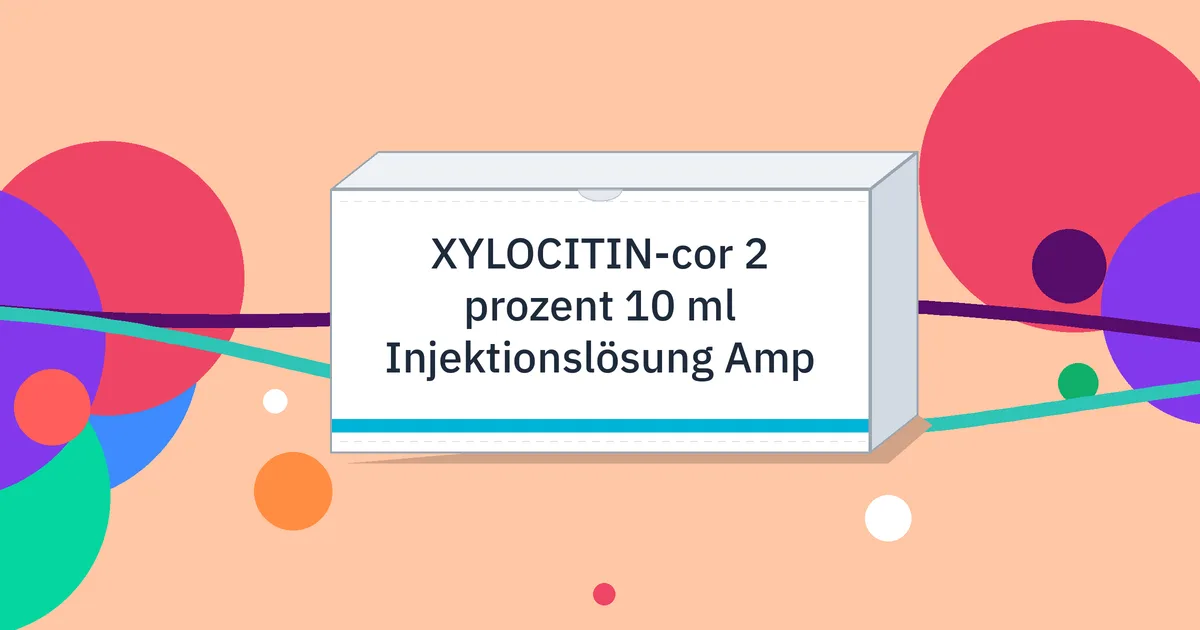 Symbolbild: Packung mit der Aufschrift XYLOCITIN-cor 2 prozent 10 ml Injektionslösung Amp (PZN 00679664) – Verfügbarkeit und Bezug in Apotheken in Frankfurt am Main