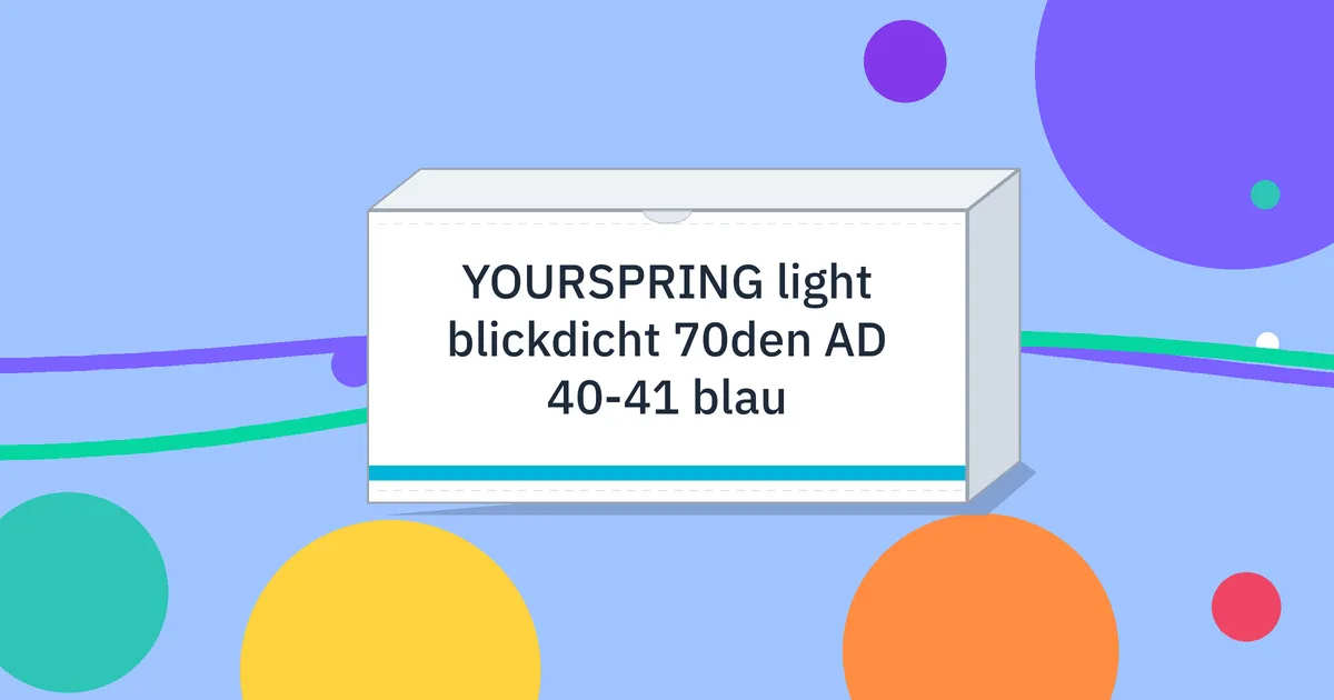 Symbolbild: Packung mit der Aufschrift YOURSPRING light blickdicht 70den AD 40-41 blau (PZN 18056610) – Verfügbarkeit und Bezug in Apotheken in Frankfurt am Main