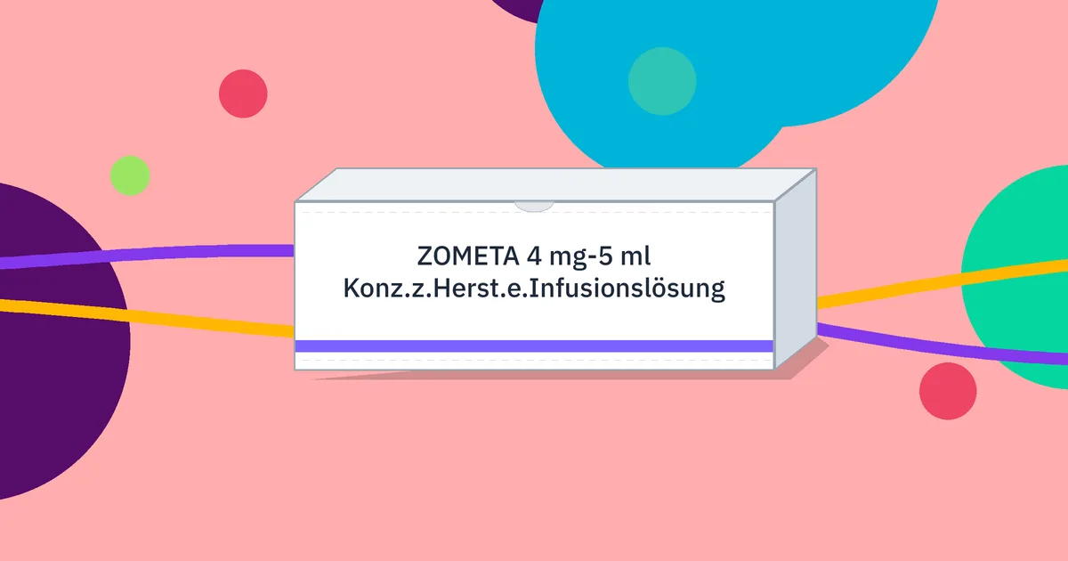 Symbolbild: Packung mit der Aufschrift ZOMETA 4 mg-5 ml Konz.z.Herst.e.Infusionslösung (PZN 03401610) – Verfügbarkeit und Bezug in Apotheken in Frankfurt am Main