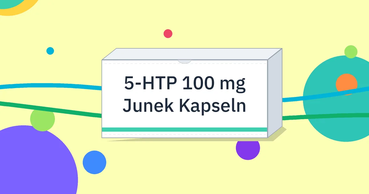 Symbolbild: Packung mit der Aufschrift 5-HTP 100 mg Junek Kapseln (PZN 13358772) – Verfügbarkeit und Bezug in Apotheken in Frankfurt am Main