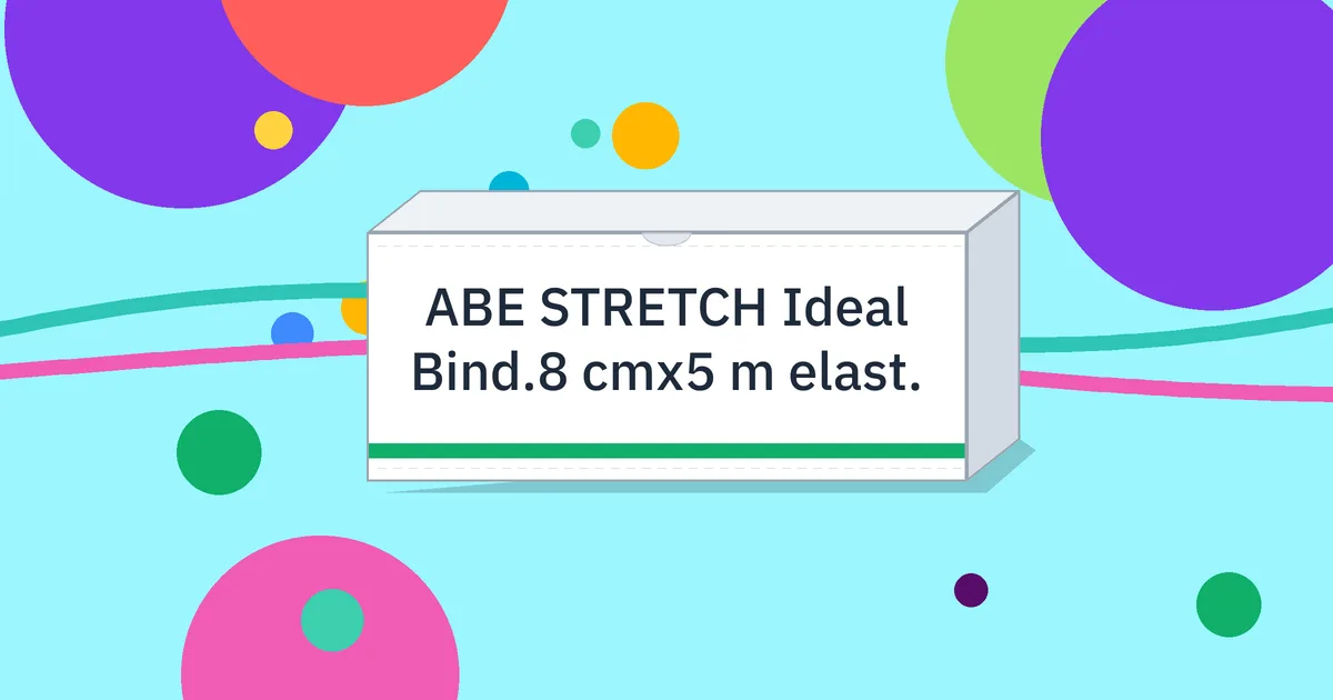 Symbolbild: Packung mit der Aufschrift ABE STRETCH Ideal Bind.8 cmx5 m elast. (PZN 06897416) – Verfügbarkeit und Bezug in Apotheken in Frankfurt am Main