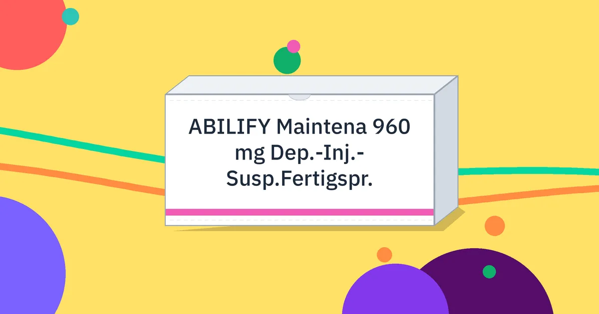 Symbolbild: Packung mit der Aufschrift ABILIFY Maintena 960 mg Dep.-Inj.-Susp.Fertigspr. (PZN 19431961) – Verfügbarkeit und Bezug in Apotheken in Frankfurt am Main