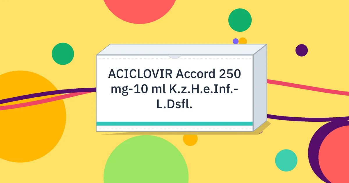 Symbolbild: Packung mit der Aufschrift ACICLOVIR Accord 250 mg-10 ml K.z.H.e.Inf.-L.Dsfl. (PZN 17204698) – Verfügbarkeit und Bezug in Apotheken in Frankfurt am Main