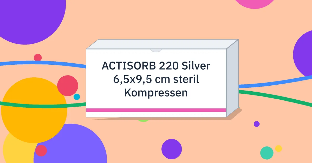 Symbolbild: Packung mit der Aufschrift ACTISORB 220 Silver 6,5x9,5 cm steril Kompressen (PZN 01467705) – Verfügbarkeit und Bezug in Apotheken in Frankfurt am Main
