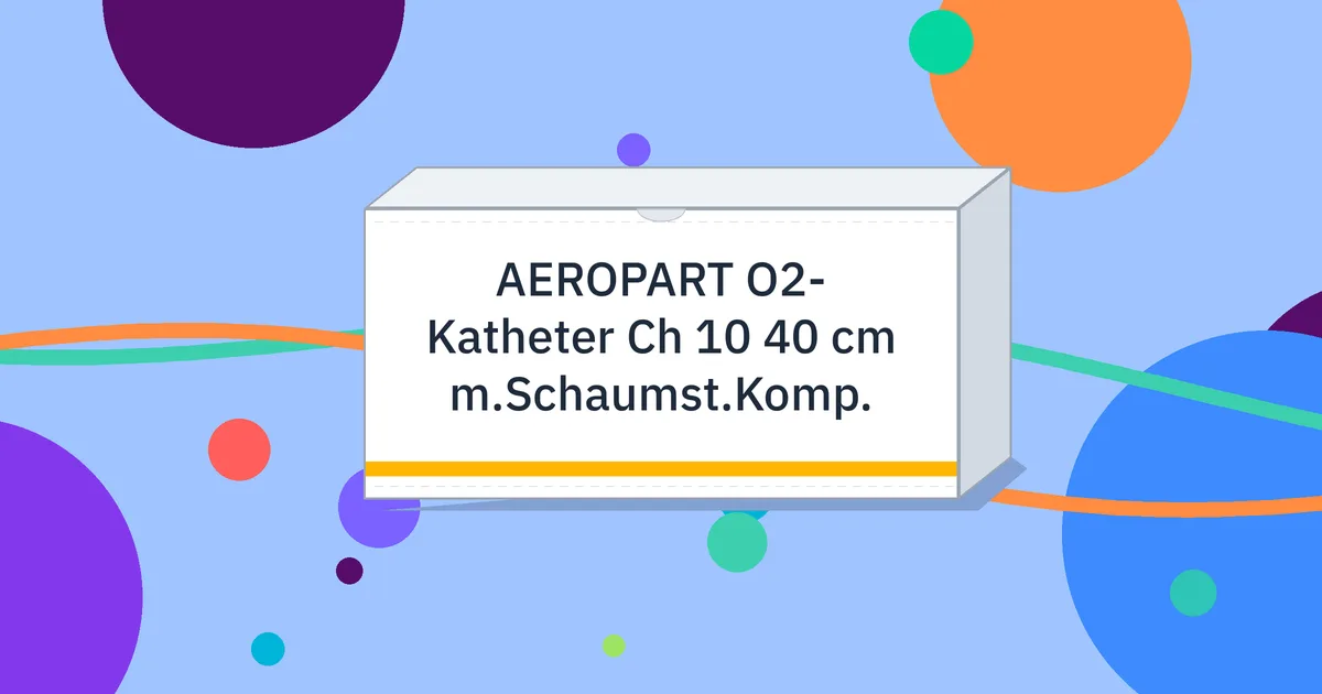 Symbolbild: Packung mit der Aufschrift AEROPART O2-Katheter Ch 10 40 cm m.Schaumst.Komp. (PZN 01077051) – Verfügbarkeit und Bezug in Apotheken in Frankfurt am Main