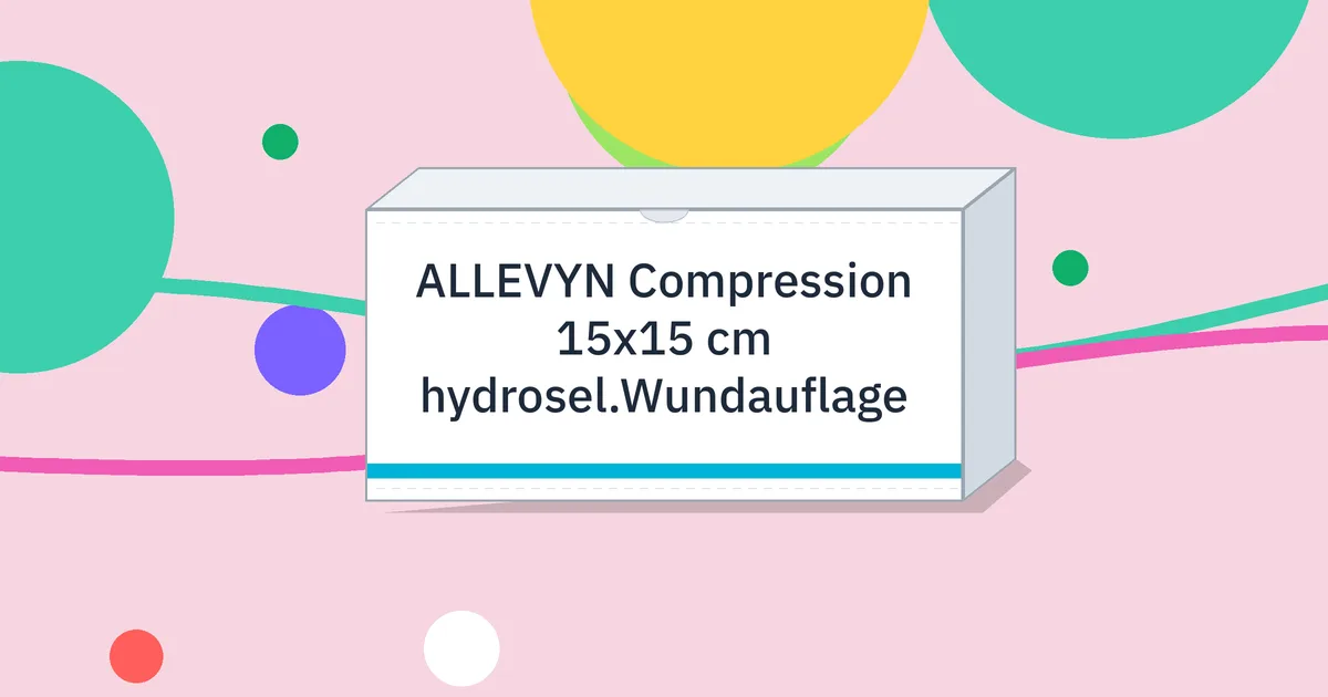 Symbolbild: Packung mit der Aufschrift ALLEVYN Compression 15x15 cm hydrosel.Wundauflage (PZN 09204566) – Verfügbarkeit und Bezug in Apotheken in Frankfurt am Main