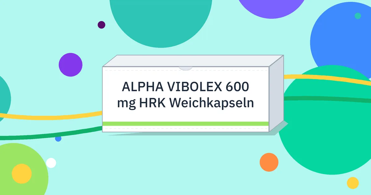 Symbolbild: Packung mit der Aufschrift ALPHA VIBOLEX 600 mg HRK Weichkapseln (PZN 00410465) – Verfügbarkeit und Bezug in Apotheken in Frankfurt am Main