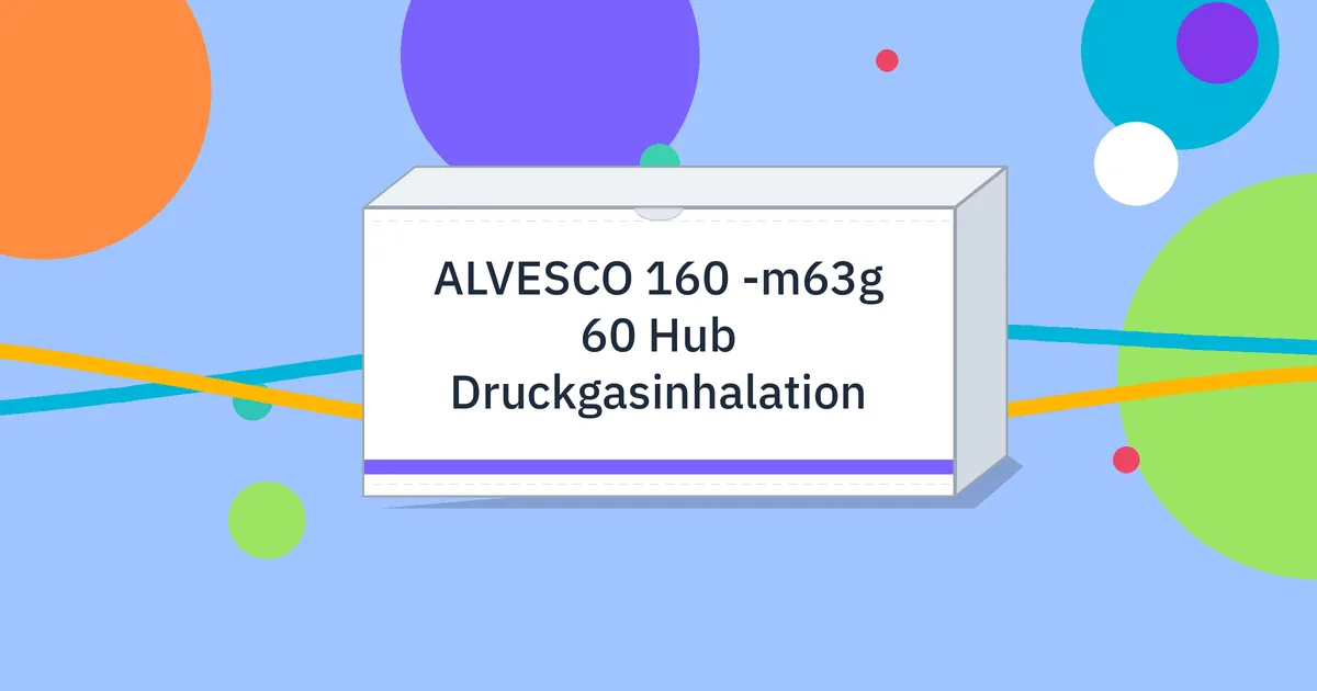 Symbolbild: Packung mit der Aufschrift ALVESCO 160 -m63g 60 Hub Druckgasinhalation (PZN 07717592) – Verfügbarkeit und Bezug in Apotheken in Frankfurt am Main