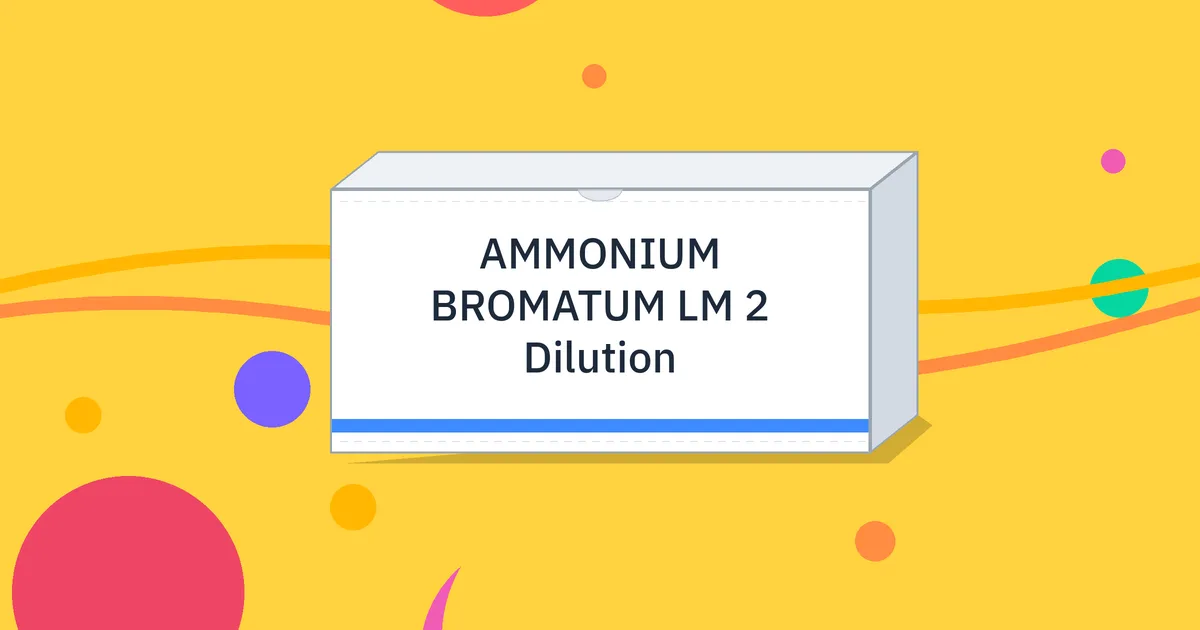 Symbolbild: Packung mit der Aufschrift AMMONIUM BROMATUM LM 2 Dilution (PZN 13320284) – Verfügbarkeit und Bezug in Apotheken in Frankfurt am Main