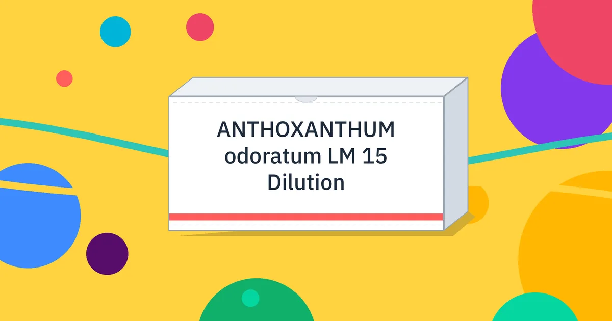 Symbolbild: Packung mit der Aufschrift ANTHOXANTHUM odoratum LM 15 Dilution (PZN 13369876) – Verfügbarkeit und Bezug in Apotheken in Frankfurt am Main