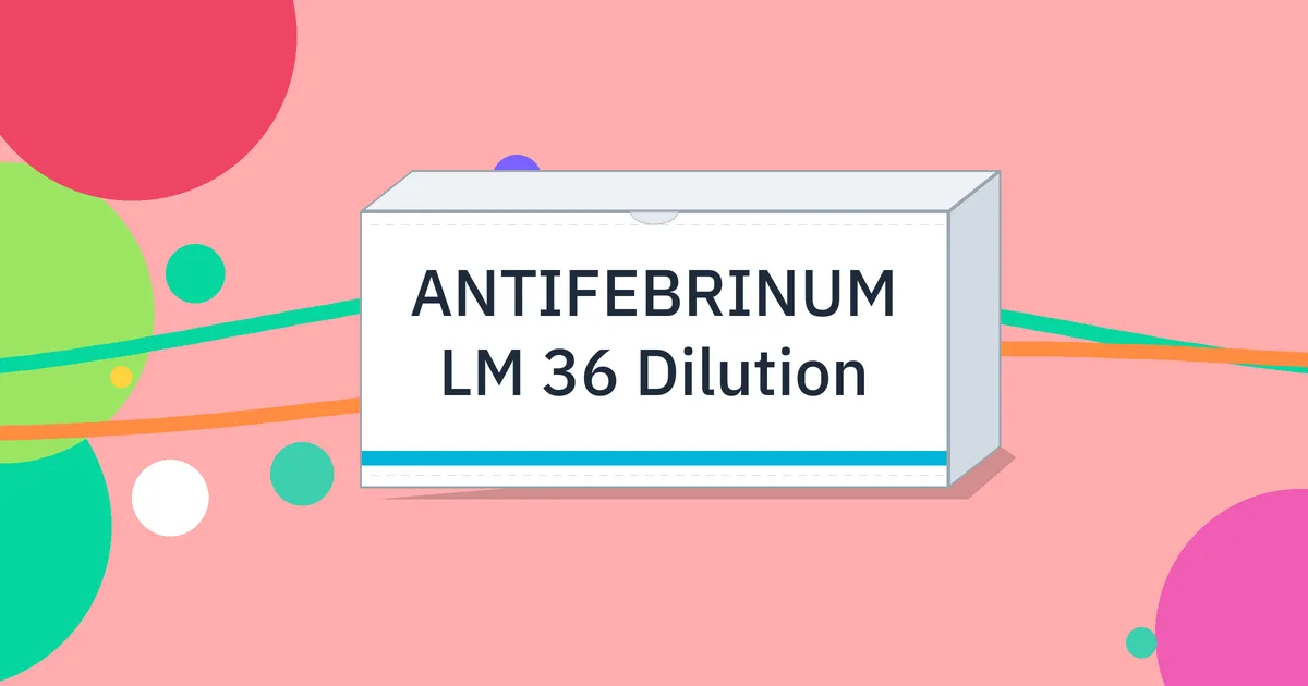 Symbolbild: Packung mit der Aufschrift ANTIFEBRINUM LM 36 Dilution (PZN 13371933) – Verfügbarkeit und Bezug in Apotheken in Frankfurt am Main