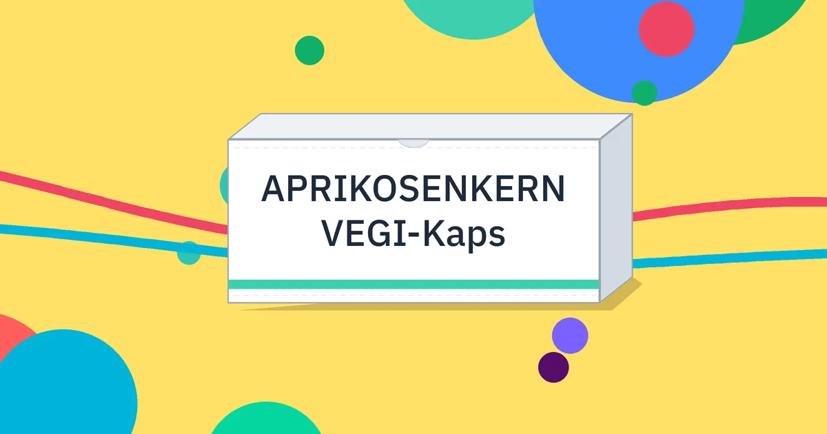 Symbolbild: Packung mit der Aufschrift APRIKOSENKERN VEGI-Kaps (PZN 10382770) – Verfügbarkeit und Bezug in Apotheken in Frankfurt am Main