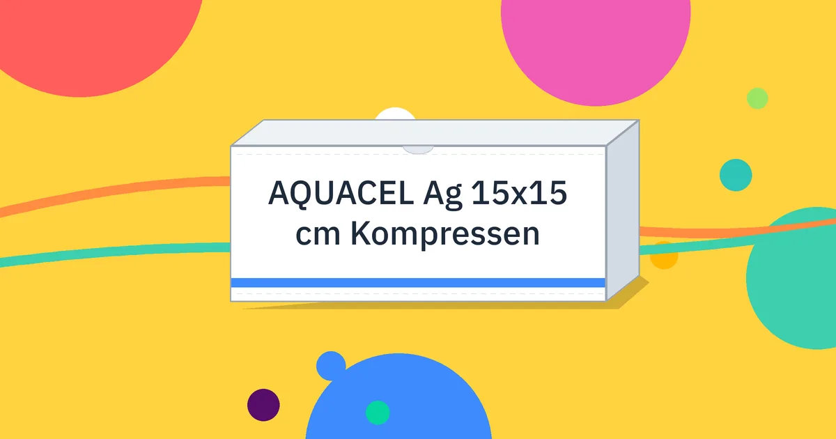 Symbolbild: Packung mit der Aufschrift AQUACEL Ag 15x15 cm Kompressen (PZN 08804152) – Verfügbarkeit und Bezug in Apotheken in Frankfurt am Main