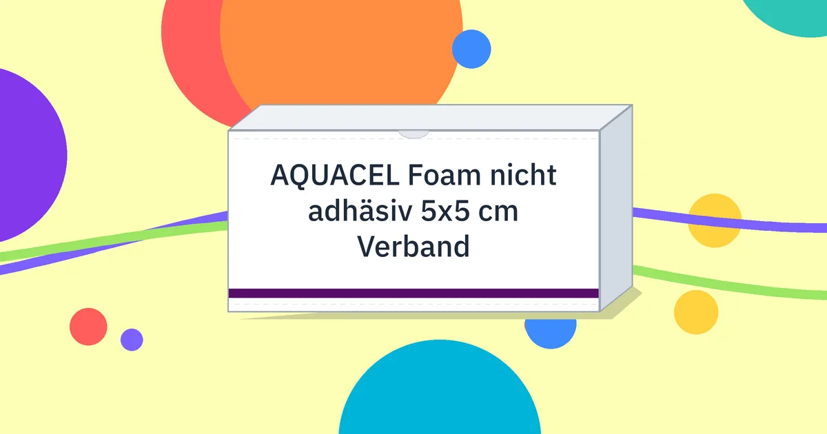 Symbolbild: Packung mit der Aufschrift AQUACEL Foam nicht adhäsiv 5x5 cm Verband (PZN 16389543) – Verfügbarkeit und Bezug in Apotheken in Frankfurt am Main