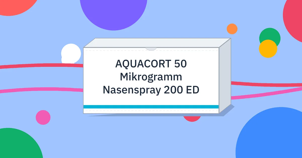 Symbolbild: Packung mit der Aufschrift AQUACORT 50 Mikrogramm Nasenspray 200 ED (PZN 04114663) – Verfügbarkeit und Bezug in Apotheken in Frankfurt am Main