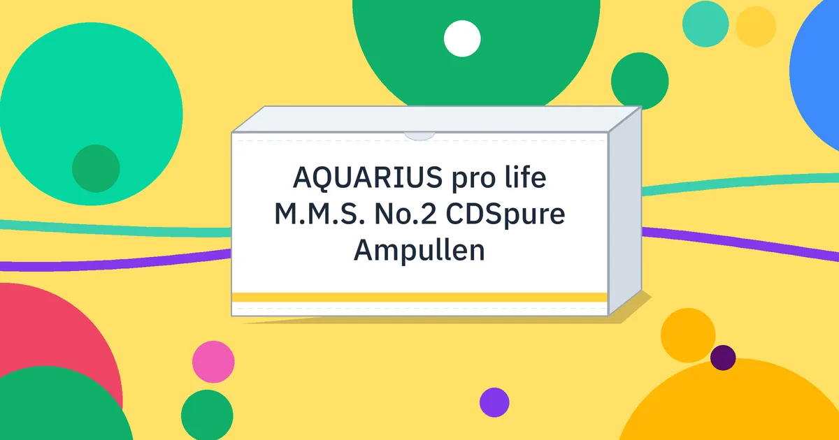 Symbolbild: Packung mit der Aufschrift AQUARIUS pro life M.M.S. No.2 CDSpure Ampullen (PZN 17437244) – Verfügbarkeit und Bezug in Apotheken in Frankfurt am Main