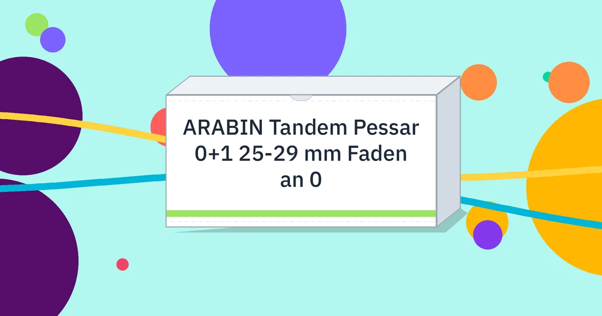 Symbolbild: Packung mit der Aufschrift ARABIN Tandem Pessar 0+1 25-29 mm Faden an 0 (PZN 16928230) – Verfügbarkeit und Bezug in Apotheken in Frankfurt am Main