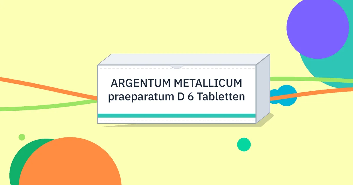 Symbolbild: Packung mit der Aufschrift ARGENTUM METALLICUM praeparatum D 6 Tabletten (PZN 18442827) – Verfügbarkeit und Bezug in Apotheken in Frankfurt am Main
