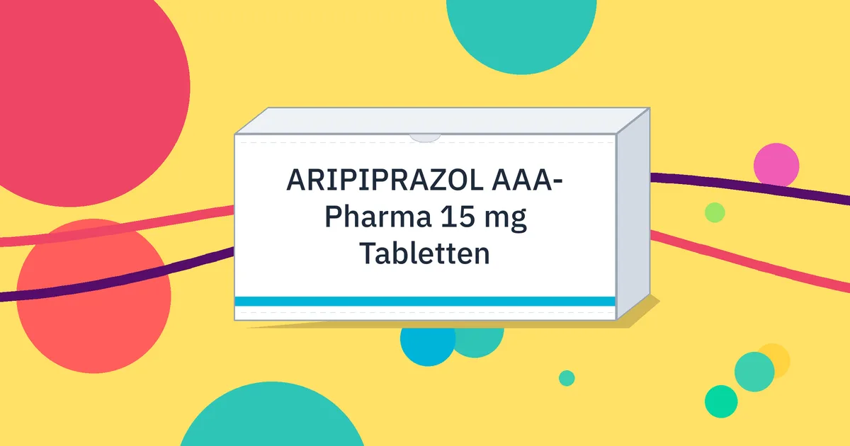 Symbolbild: Packung mit der Aufschrift ARIPIPRAZOL AAA-Pharma 15 mg Tabletten (PZN 18300180) – Verfügbarkeit und Bezug in Apotheken in Frankfurt am Main