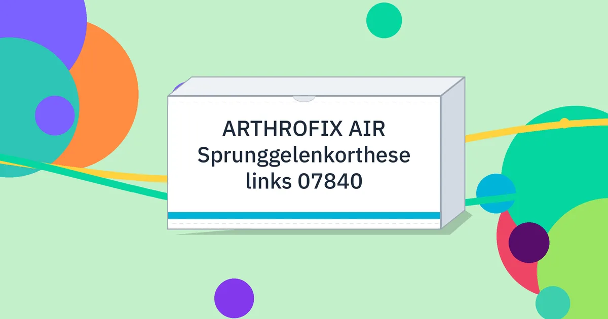 Symbolbild: Packung mit der Aufschrift ARTHROFIX AIR Sprunggelenkorthese links 07840 (PZN 07213822) – Verfügbarkeit und Bezug in Apotheken in Frankfurt am Main