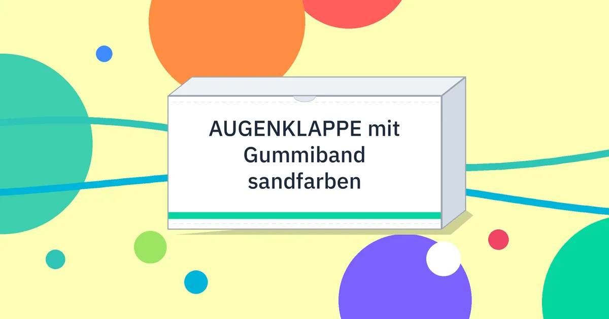 Symbolbild: Packung mit der Aufschrift AUGENKLAPPE mit Gummiband sandfarben (PZN 04816508) – Verfügbarkeit und Bezug in Apotheken in Frankfurt am Main