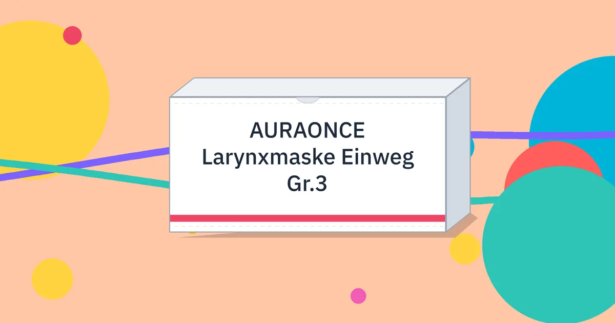 Symbolbild: Packung mit der Aufschrift AURAONCE Larynxmaske Einweg Gr.3 (PZN 09393509) – Verfügbarkeit und Bezug in Apotheken in Frankfurt am Main